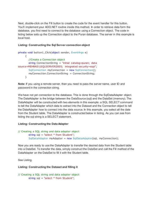 Simple ado program by visual studio | DOCX | Databases | Computer Software and Applications