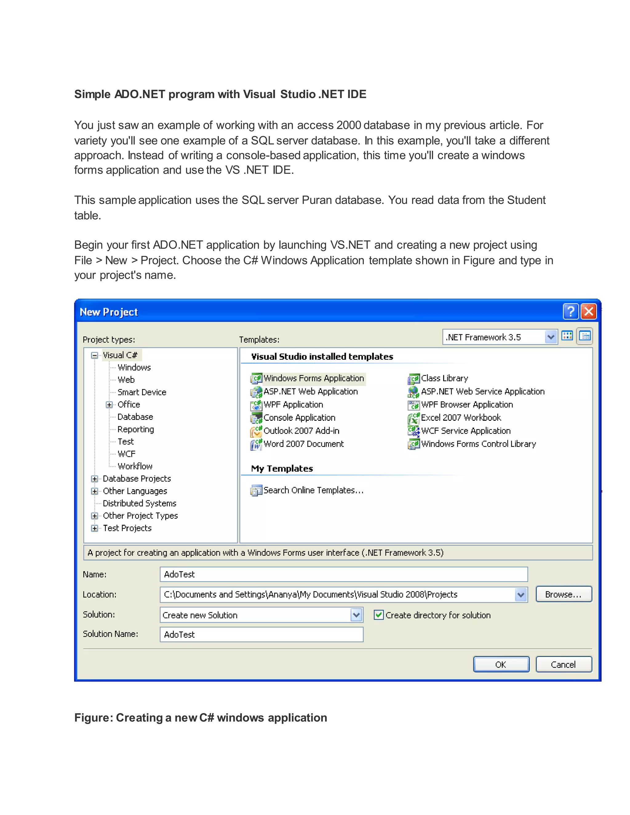 Simple ado program by visual studio | DOCX