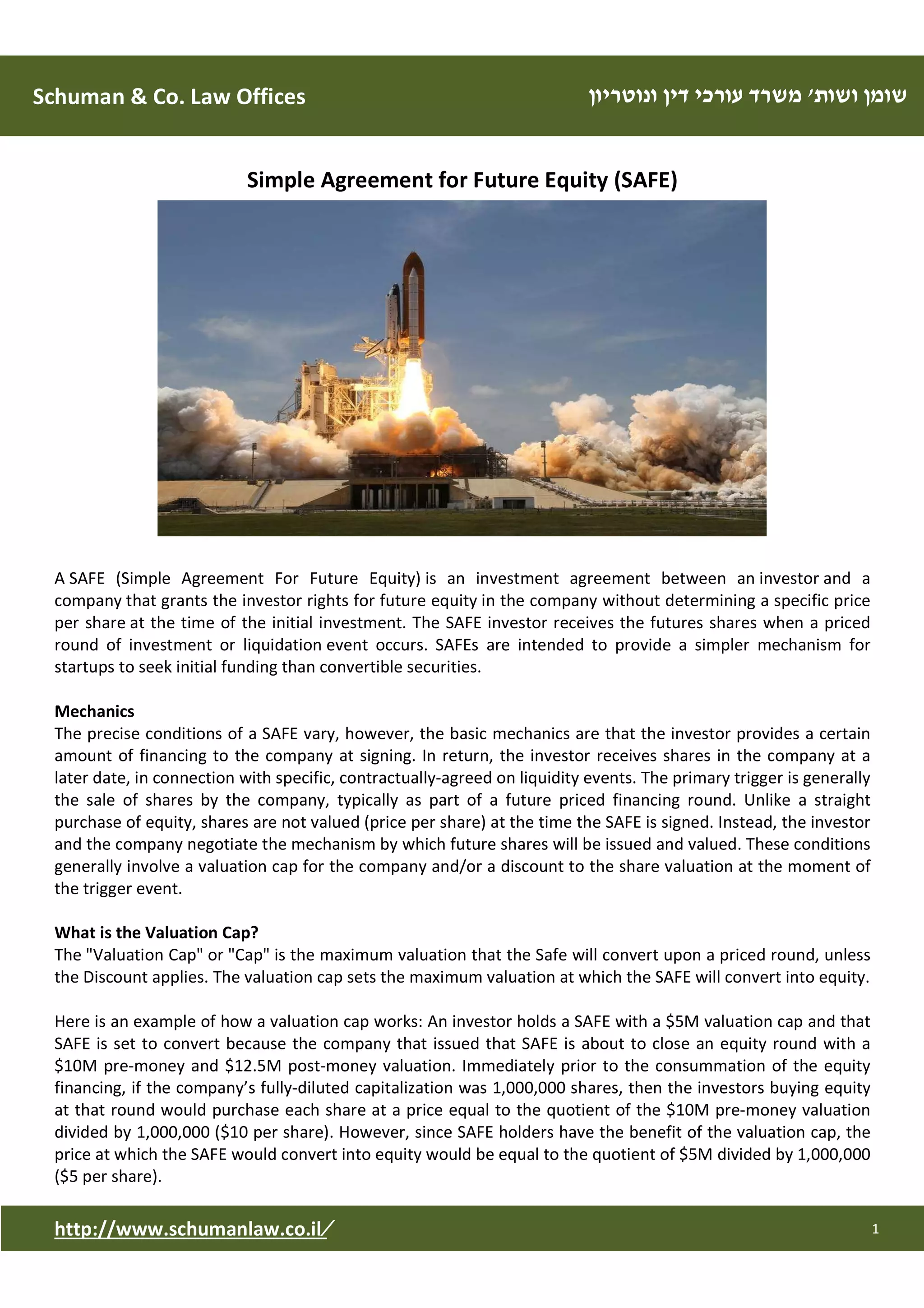 Simple Agreement For Future Equity (SAFE) | PDF