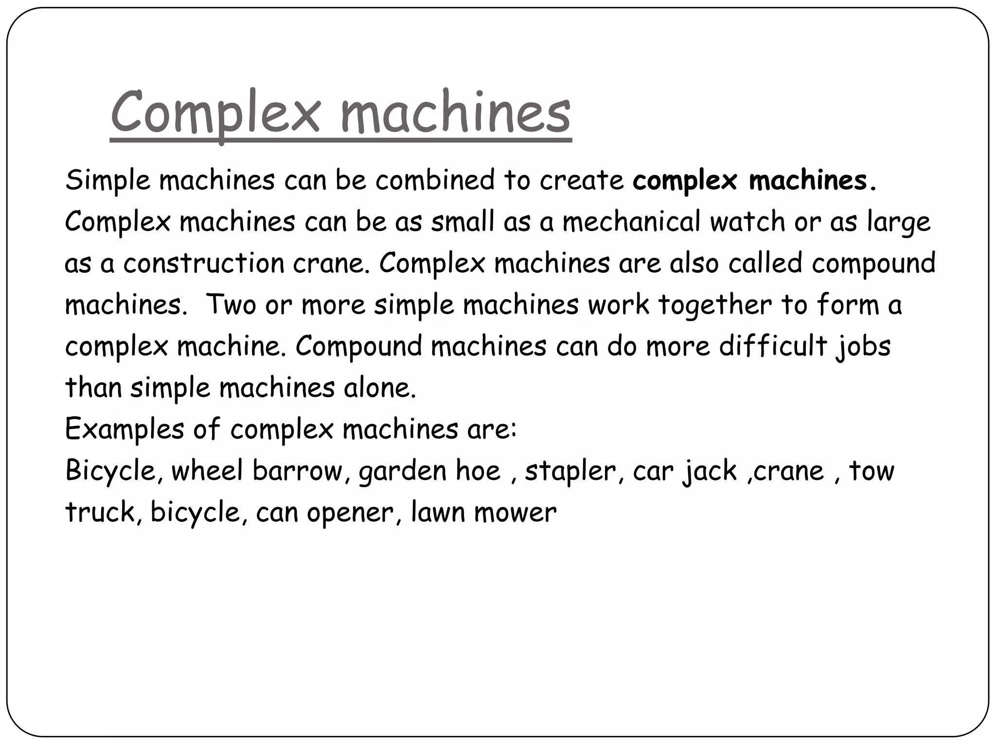 Simple and complex machines | PPTX