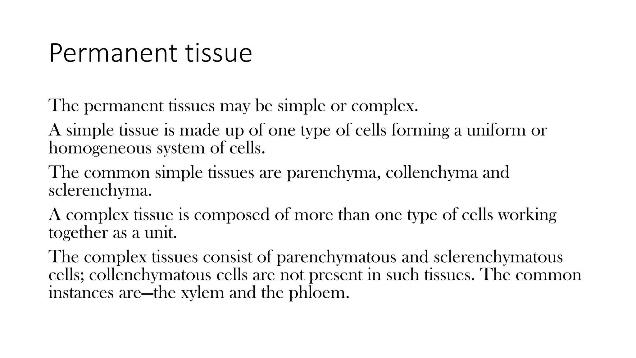 Simple and complex tissue (permanent tissue) | PDF
