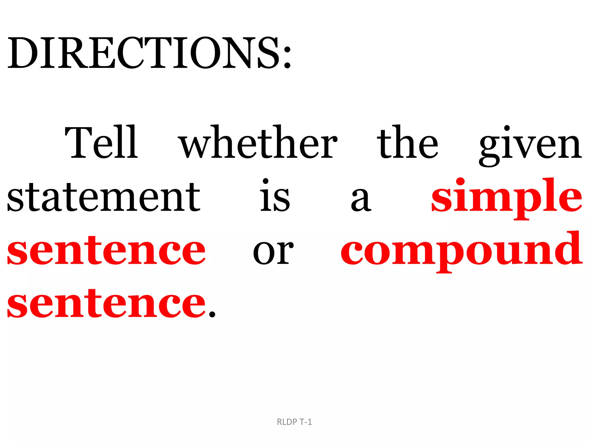 Simple and compound sentence | PPT