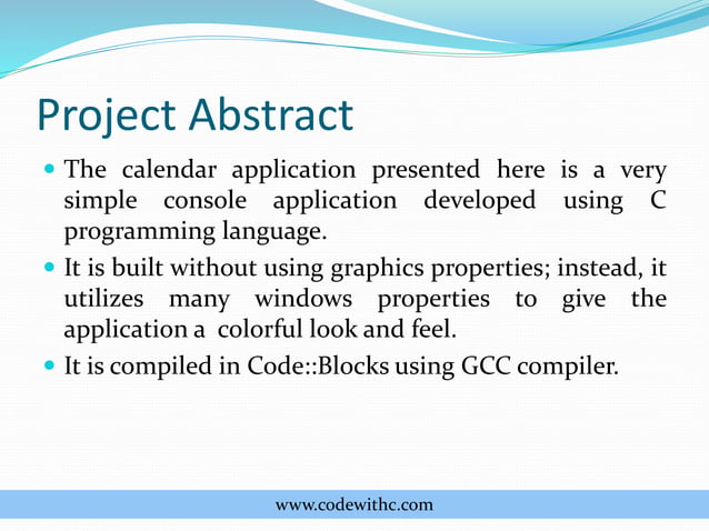 Simple Calendar Application using C | PPTX