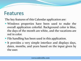 Simple Calendar Application using C | PPTX