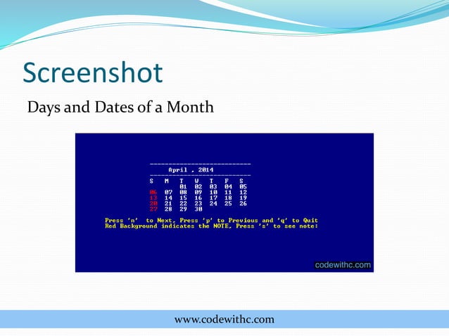 Simple Calendar Application using C | PPTX
