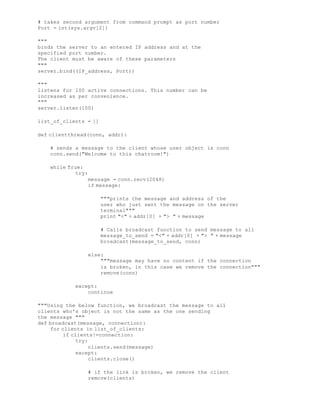 Simple chat room using python | DOCX | Computer Networking | Computing