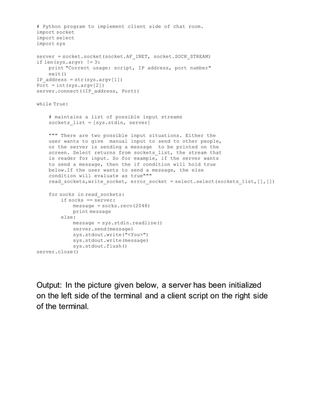 Simple chat room using python | PDF