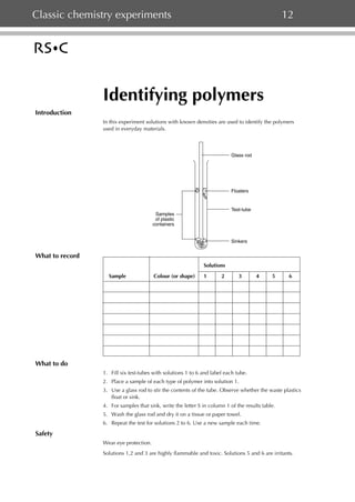 Simple Chemistry Experiments | PDF