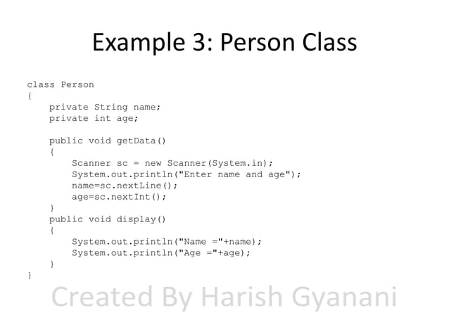 Simple Class And Object Examples In Java | Pptx
