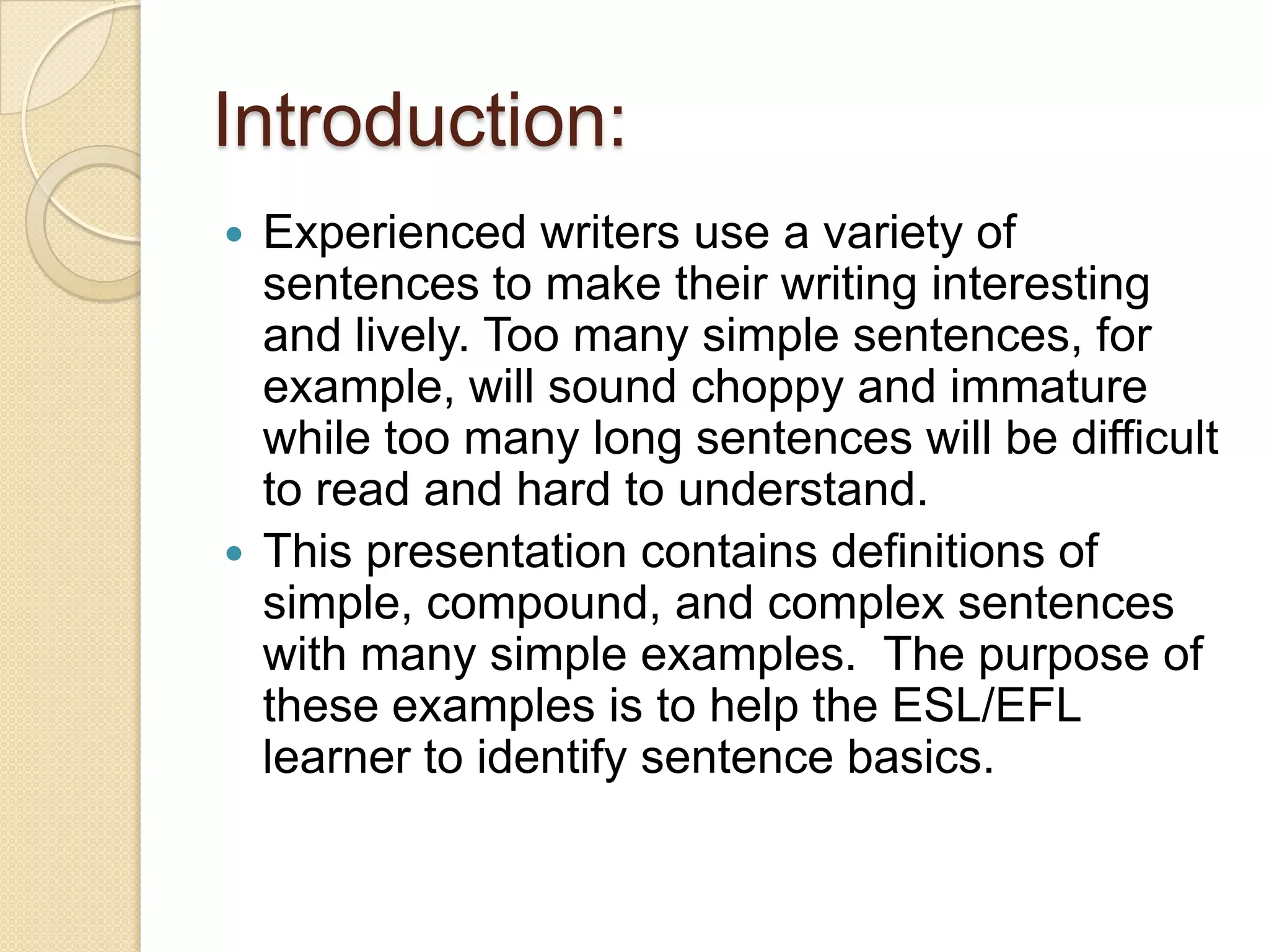 Simple,compound and complex sentences | PPTX