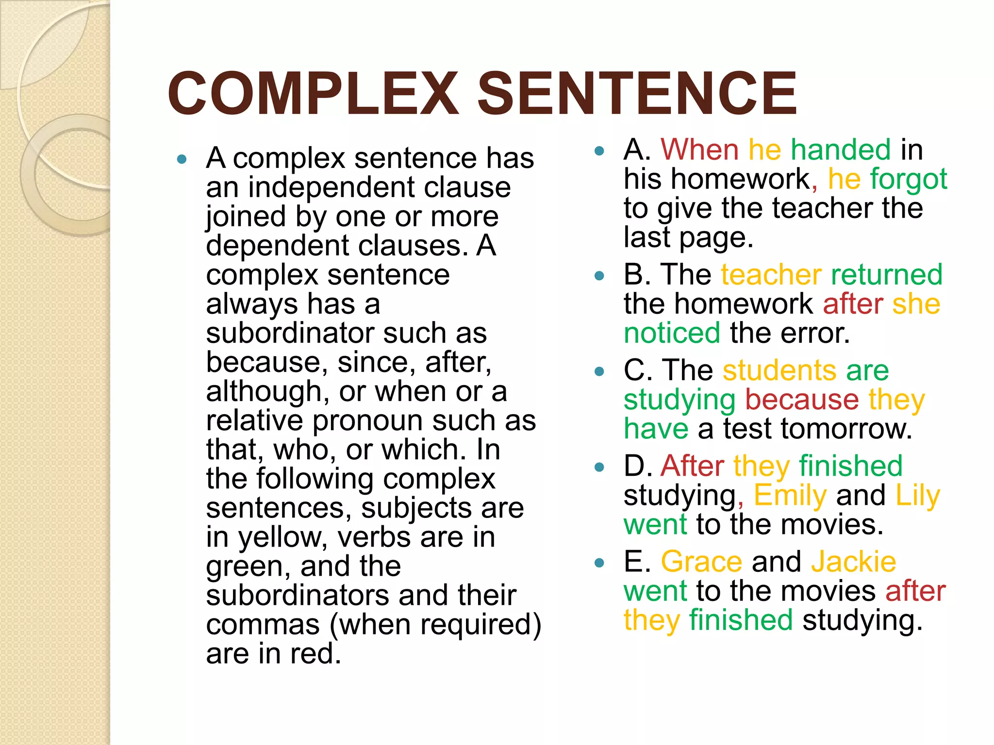 Simple,compound and complex sentences | PPTX | Education