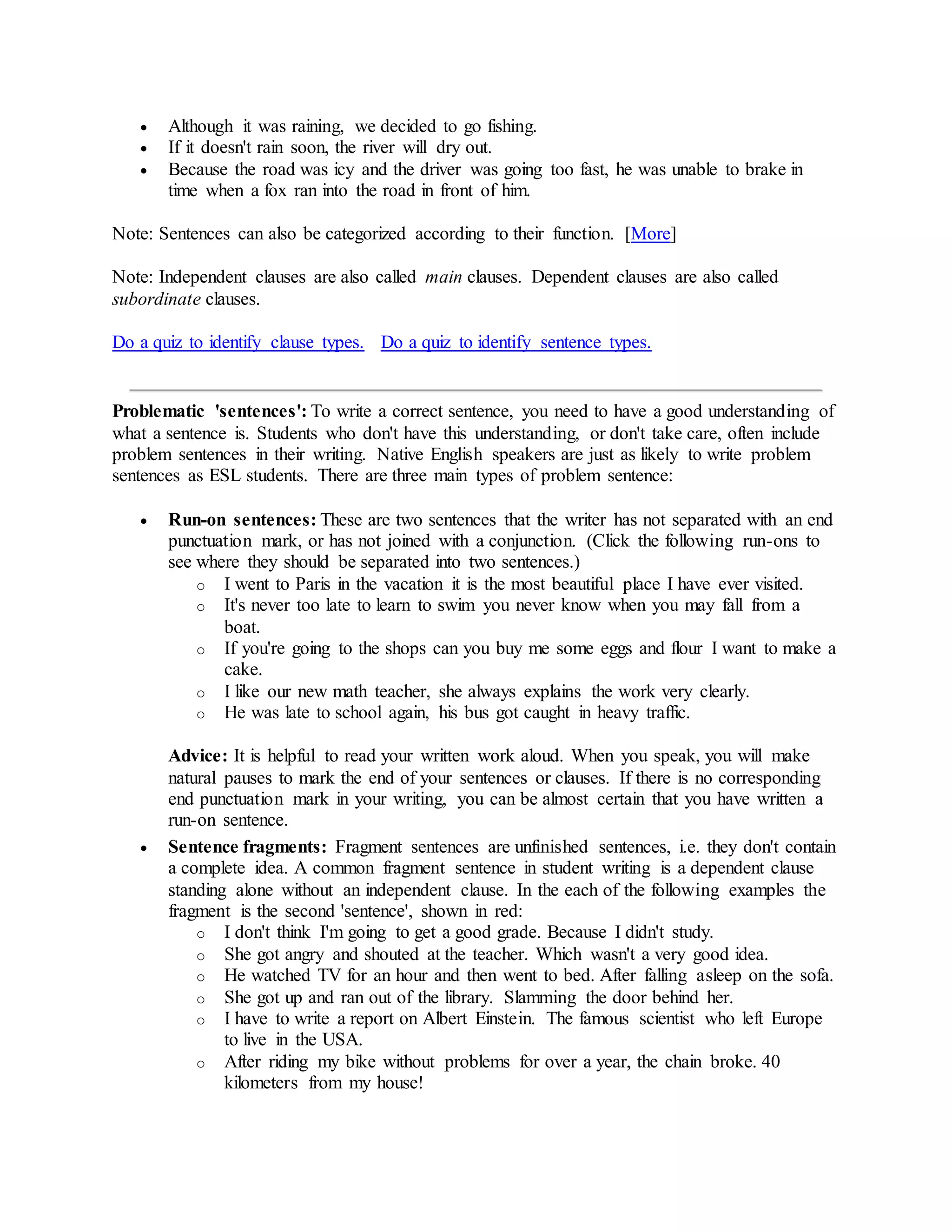 Simple, compound and complex sentences | DOCX