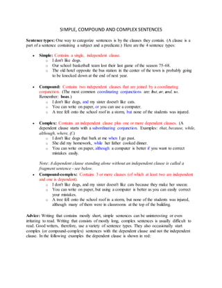 Simple, compound and complex sentences | PDF