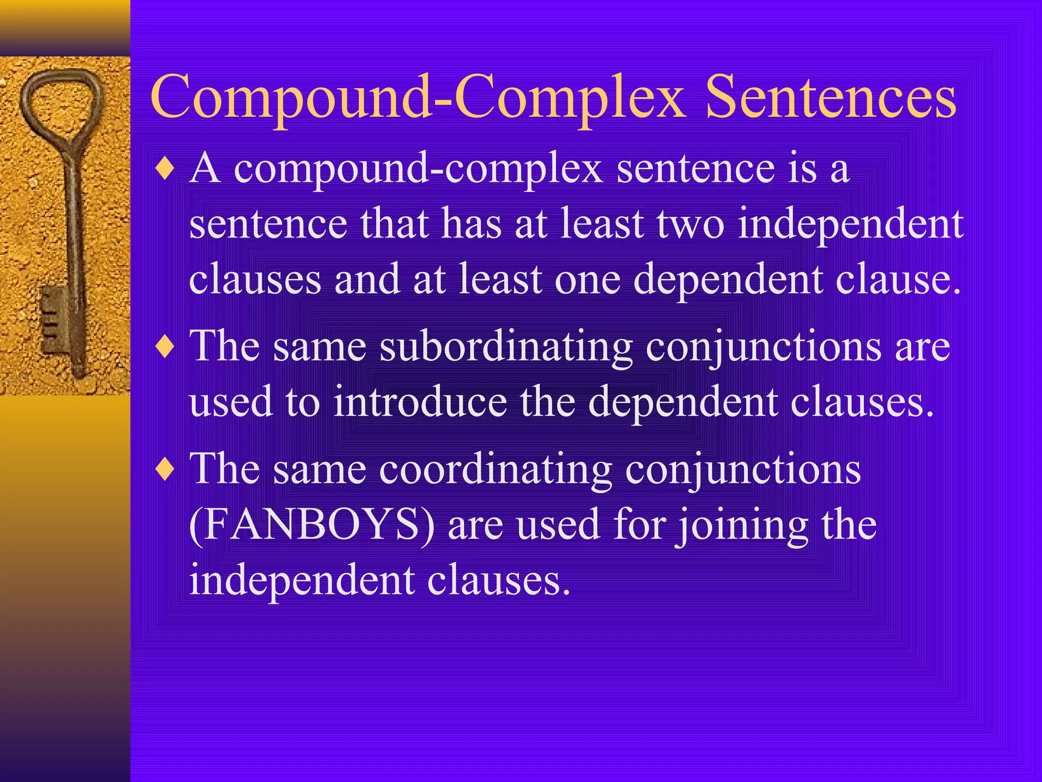 Simple, compound, and complex sentences | PPT