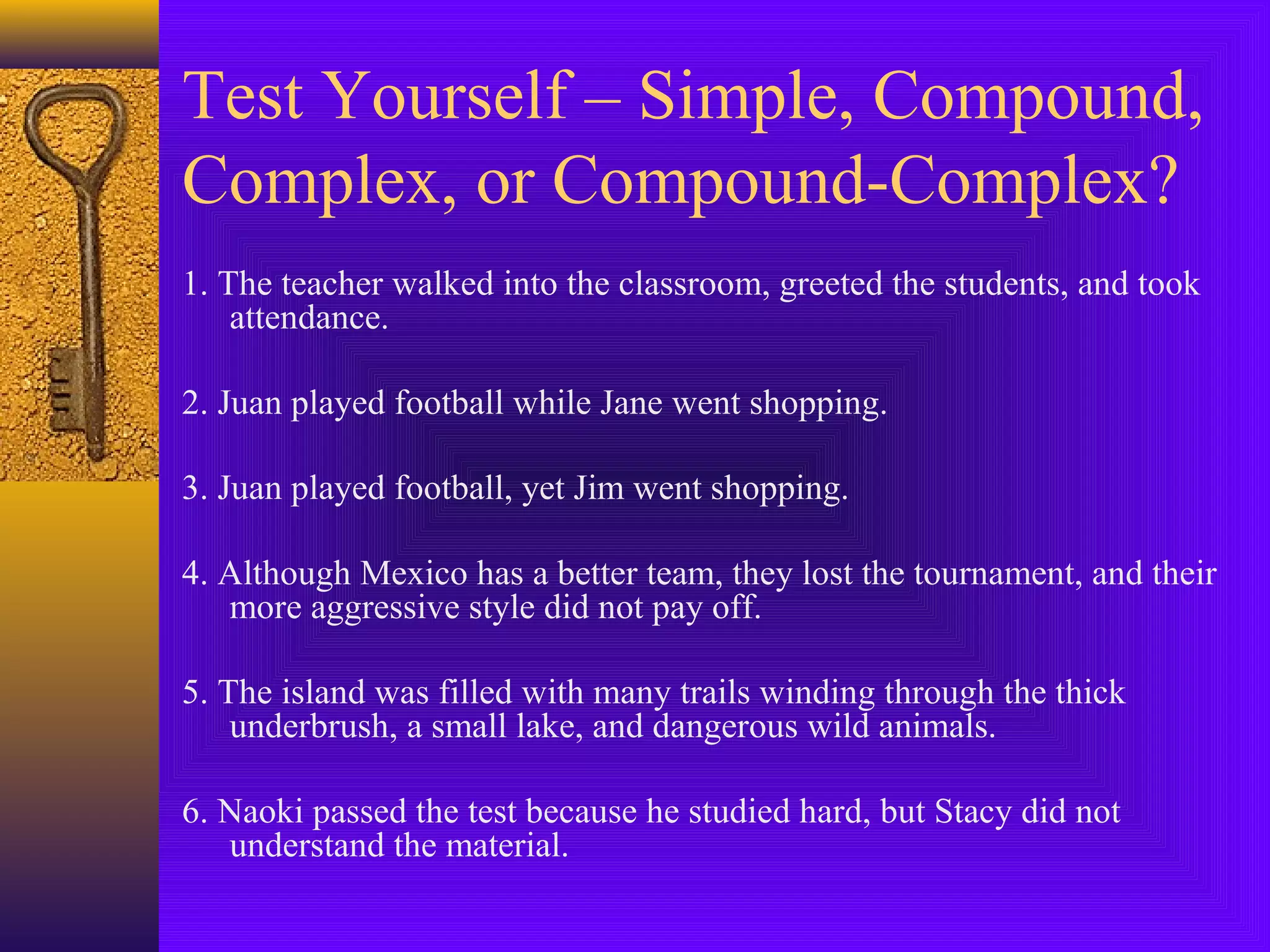Simple, compound, and complex sentences | PPT