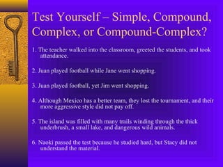 Simple, compound, and complex sentences | PPT