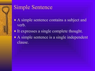 Simple, compound, and complex sentences | PPT