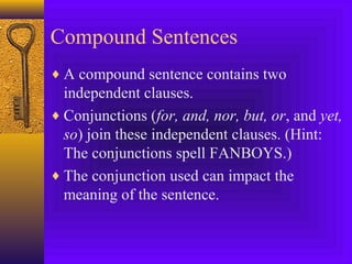 Simple, compound, and complex sentences | PPT