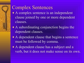 Simple, compound, and complex sentences | PPT