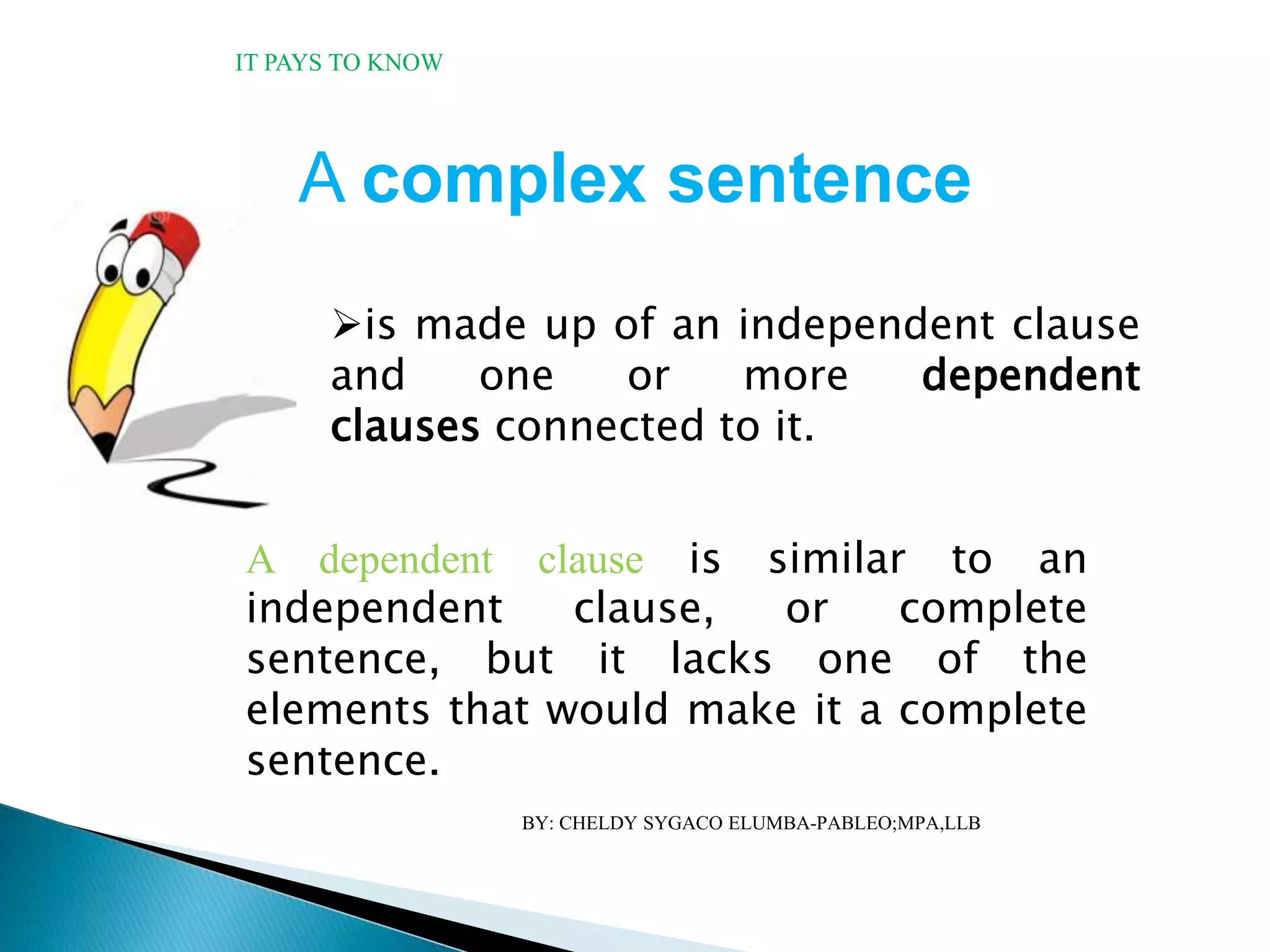 Simple, compound & complex sentences | PPTX