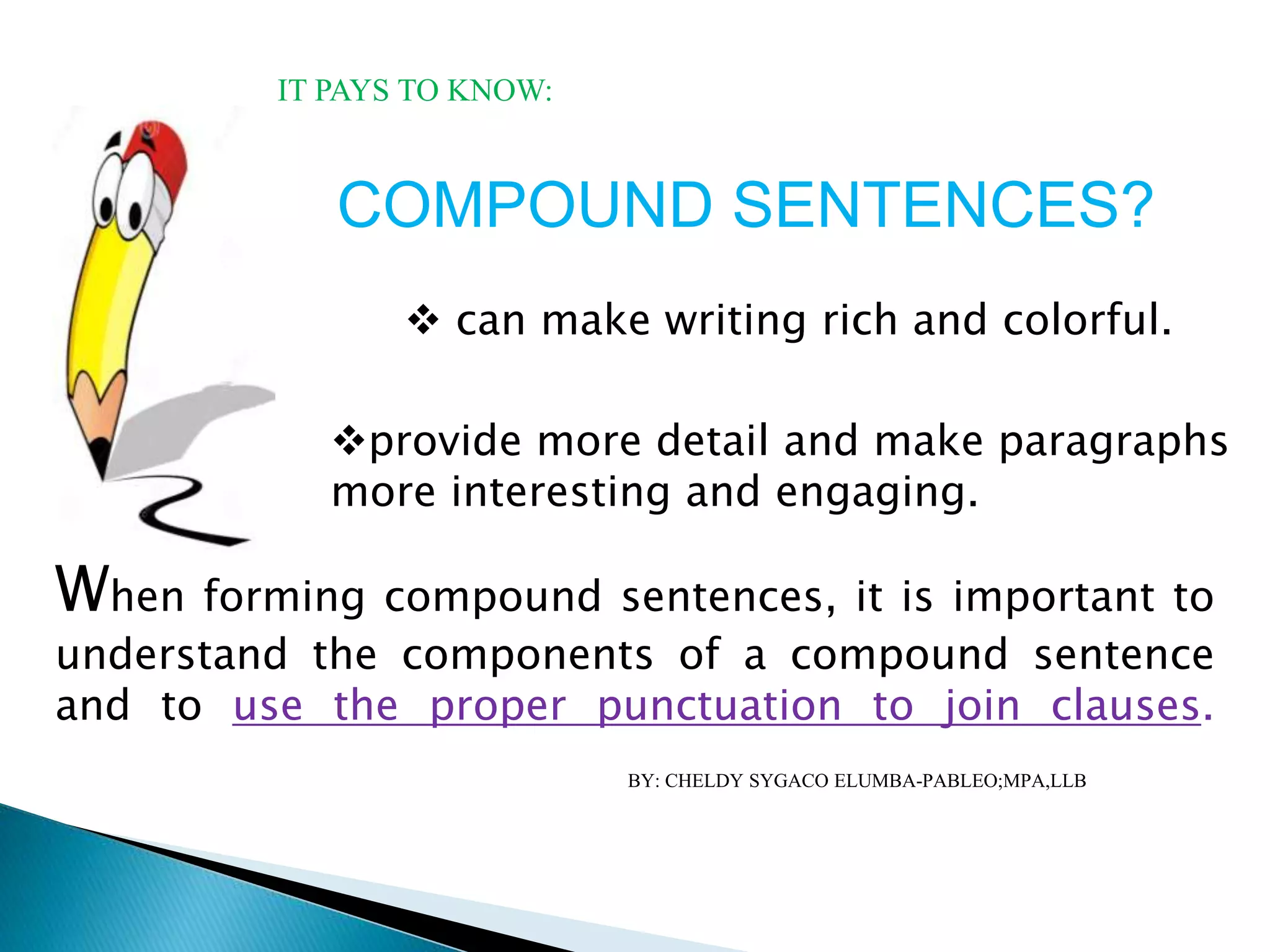 Simple, compound & complex sentences | PPTX