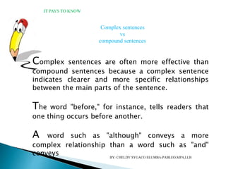 Simple, compound & complex sentences | PPTX