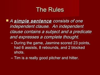 Simple, compound, complex sentences review quiz | PPT