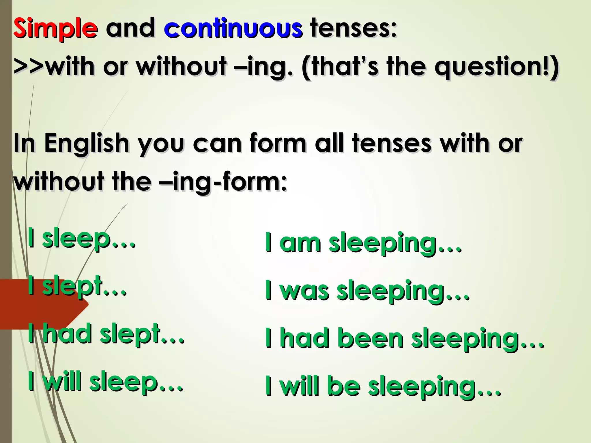 Simple and continuous tenses M. van Eijk | PPT