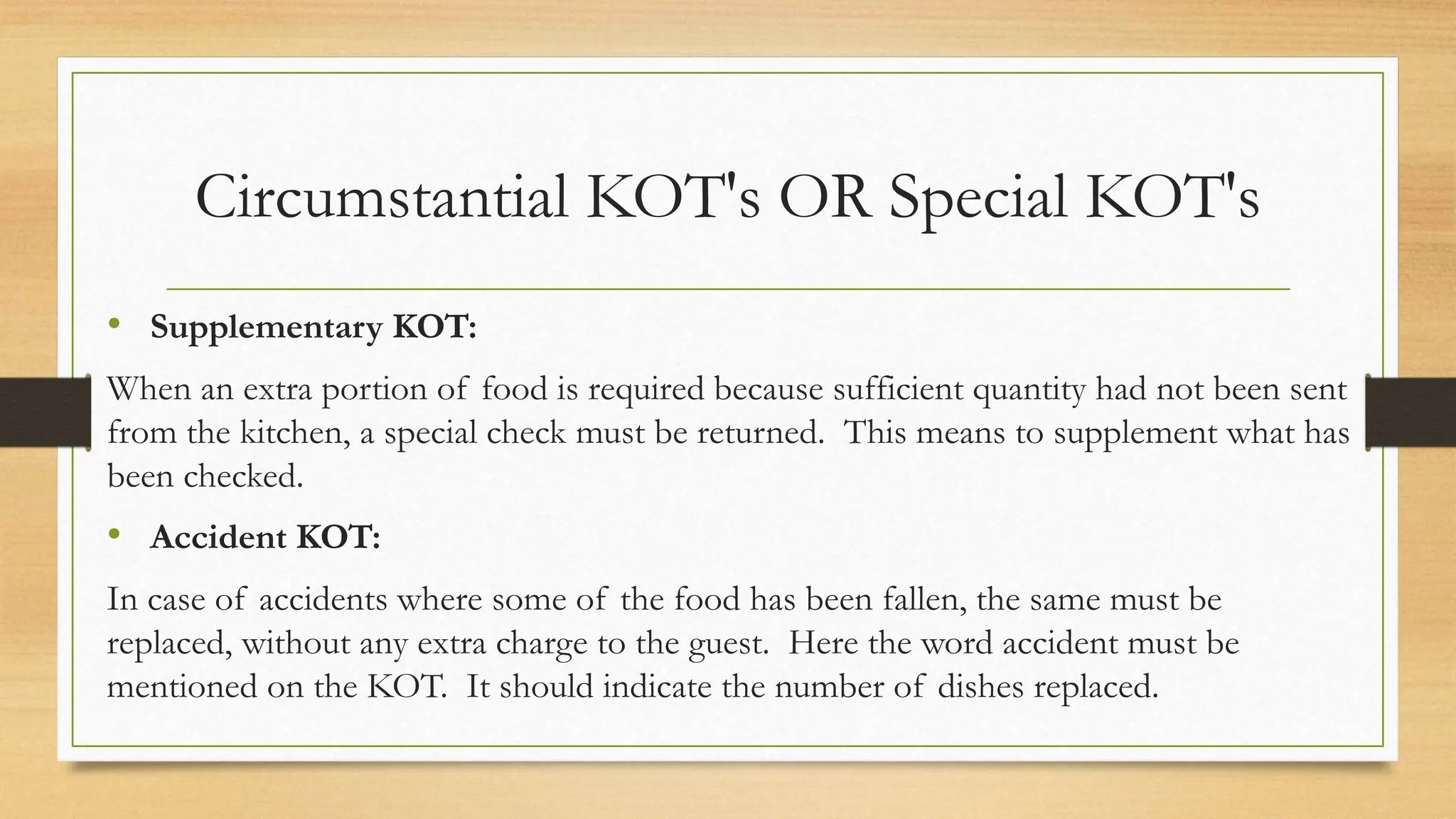 Simple control system used in restaurants and FNB outlets, kot, bot | PPTX