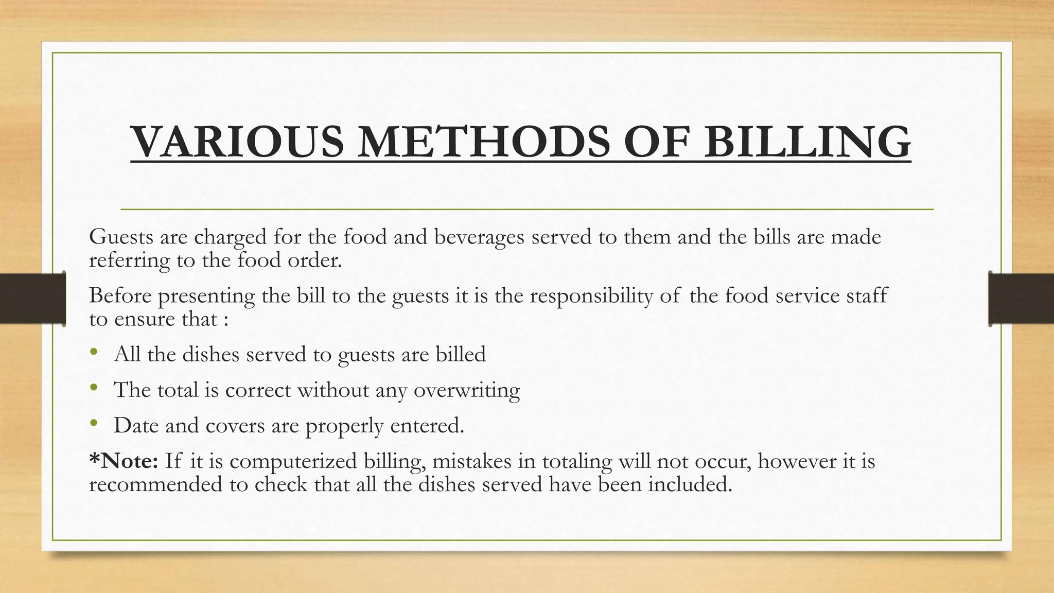 Simple control system used in restaurants and FNB outlets, kot, bot | PPTX