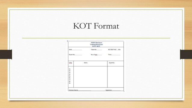 Simple control system used in restaurants and FNB outlets, kot, bot | PPTX | Food & Drink