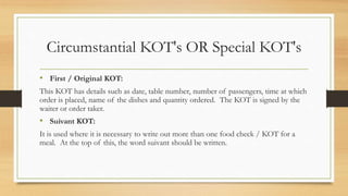 Simple control system used in restaurants and FNB outlets, kot, bot | PPTX