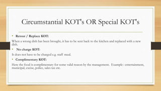 Simple control system used in restaurants and FNB outlets, kot, bot | PPTX