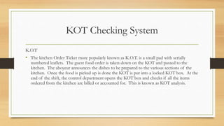 Simple control system used in restaurants and FNB outlets, kot, bot | PPTX