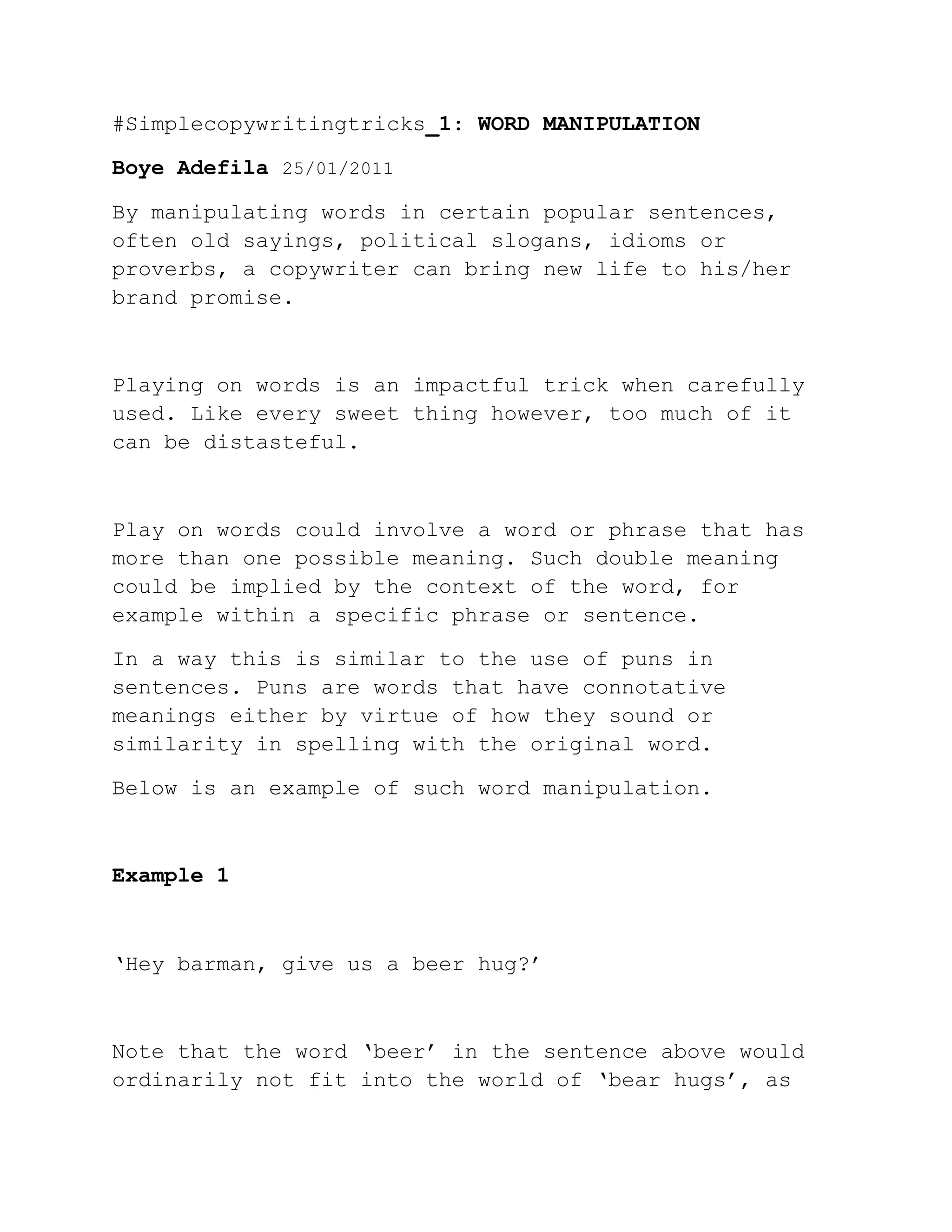 #Simplecopywritingtricks 1 | DOCX