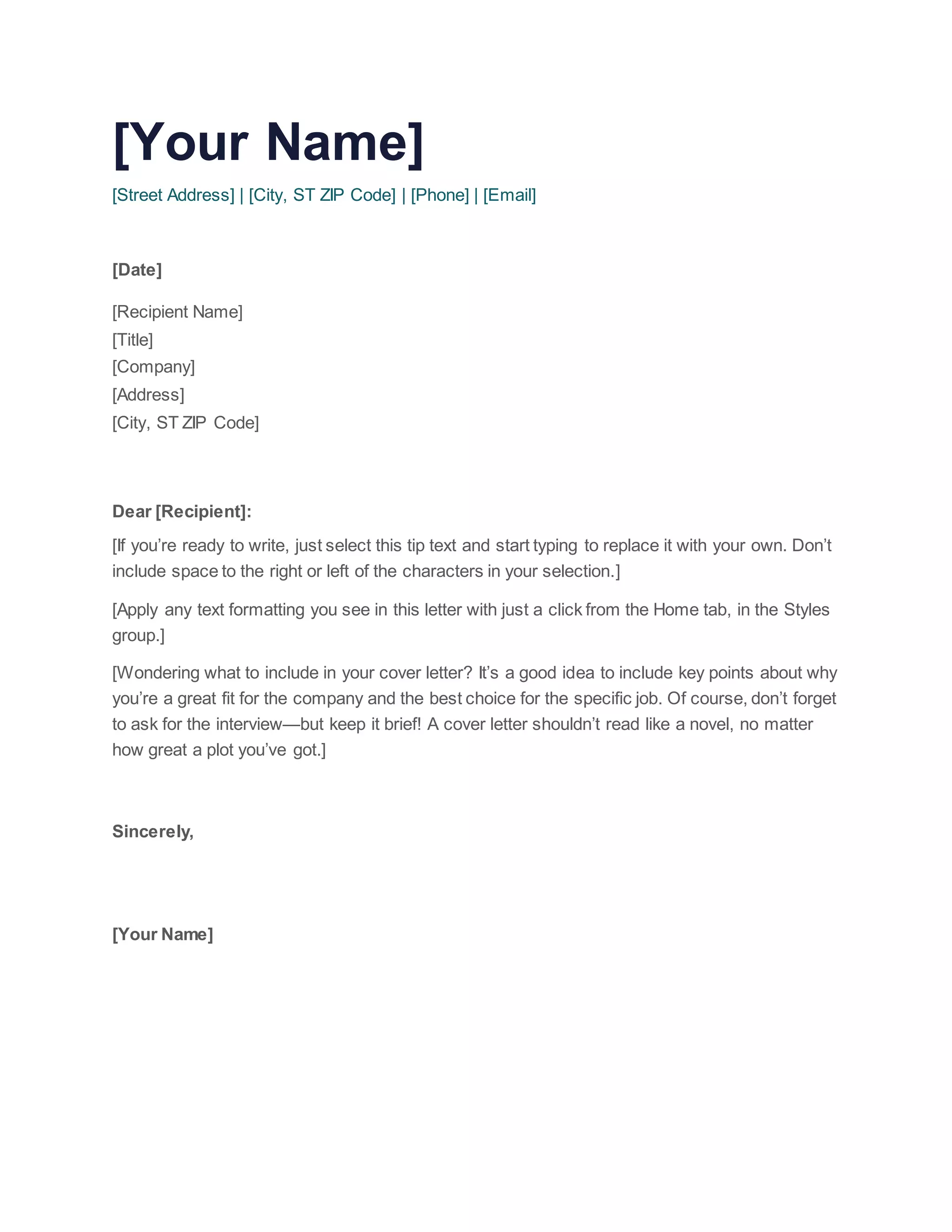 Simple cover letter | DOCX