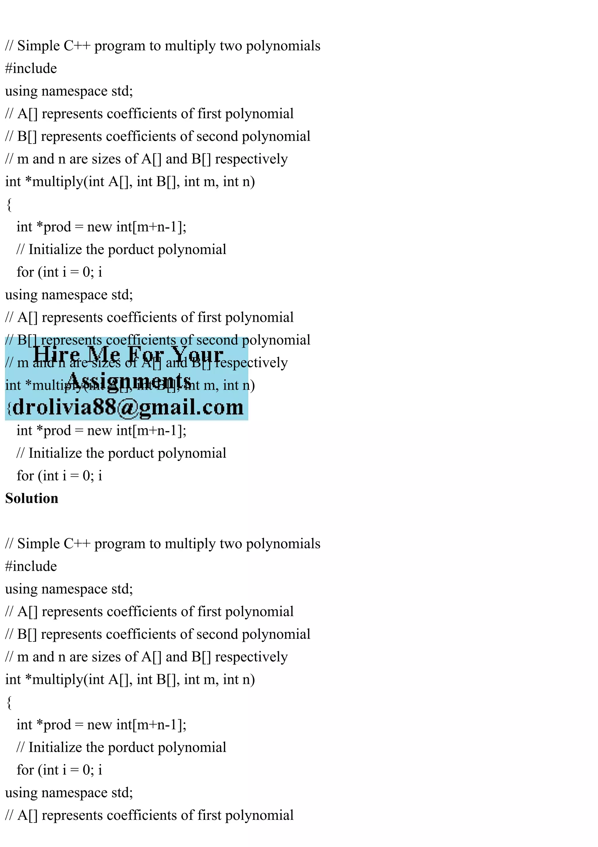 Simple C++ program to multiply two polynomials#include iostrea.pdf | Programming Languages ...