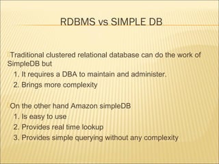 Amazon Simpledb | PPT | Cloud Computing | Internet