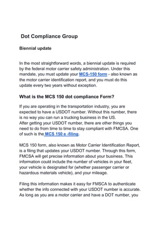 dot compliance/mcs-150 form | PDF