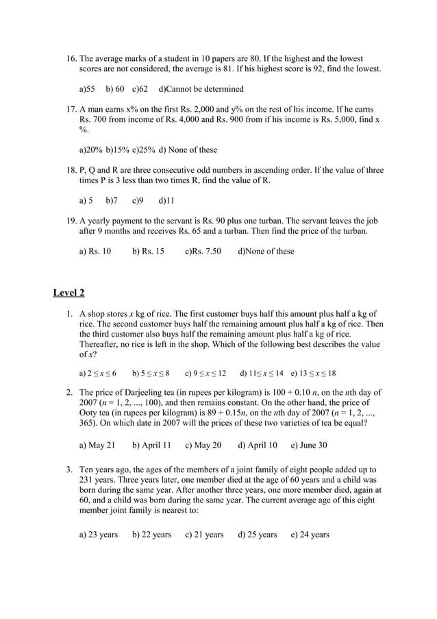 Simple equationsassignment | DOC