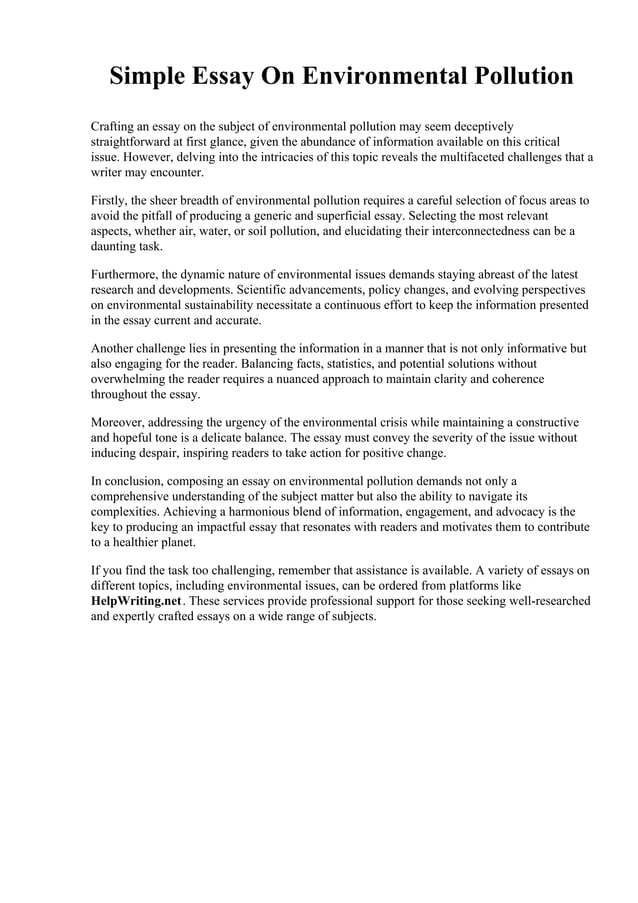 Simple Essay On Environmental Pollution.pdf | Indoor Environmental ...