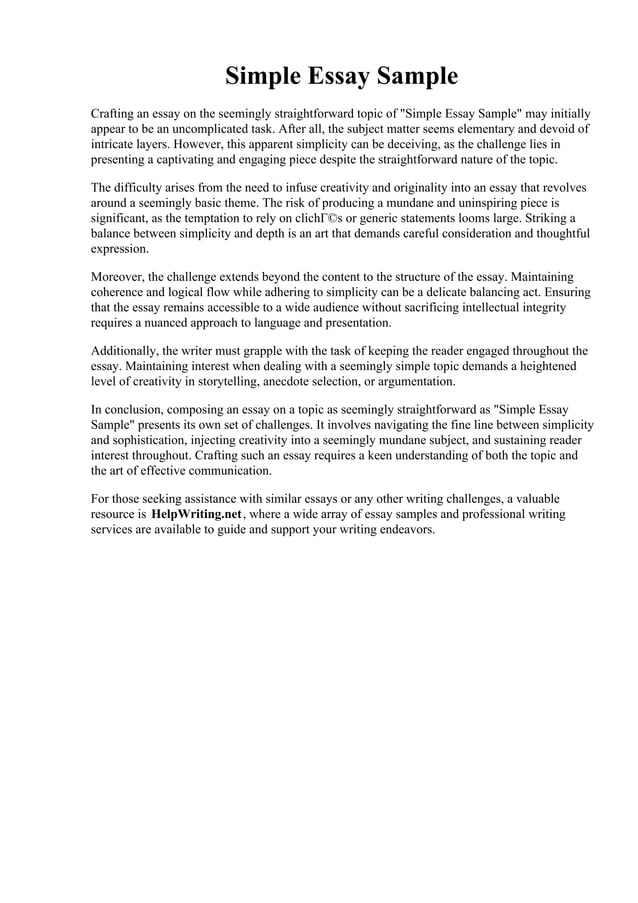 Simple Essay Sample | PDF