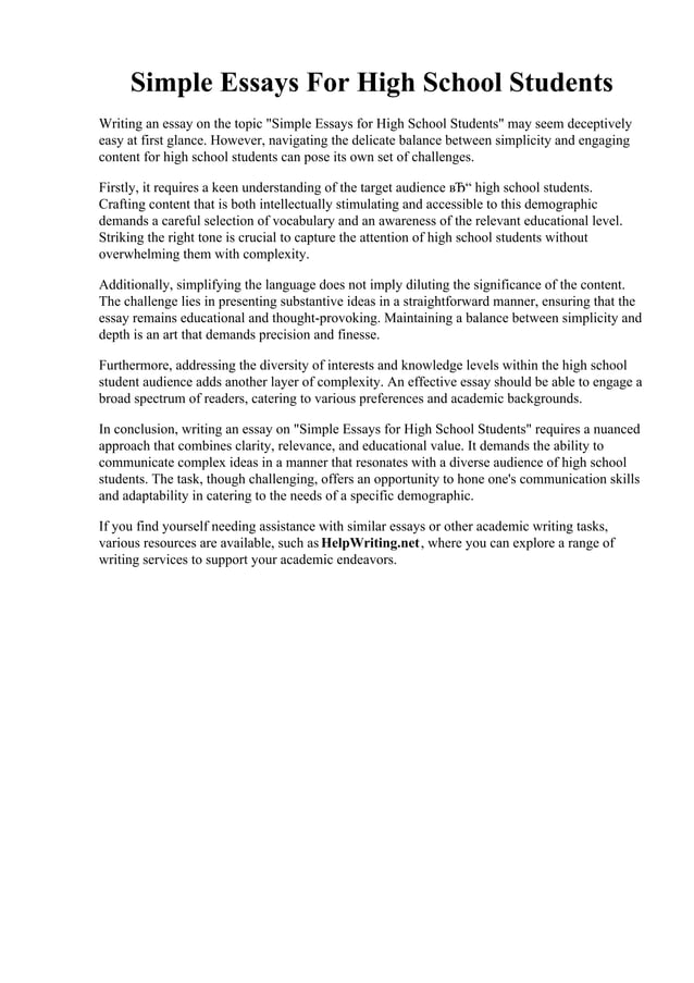Simple Essays For High School Students.pdf