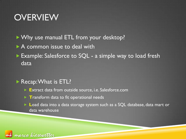 Simple ETL Solution - Marco Kiesewetter | PPT
