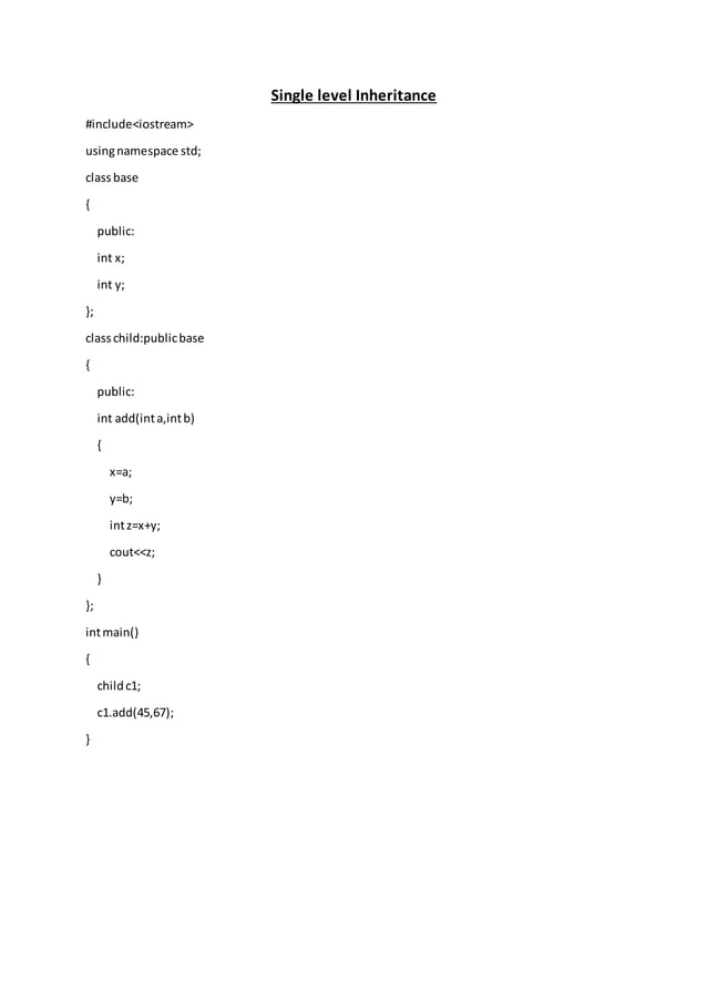 Simple Example Program For Inheritance In C Pdf
