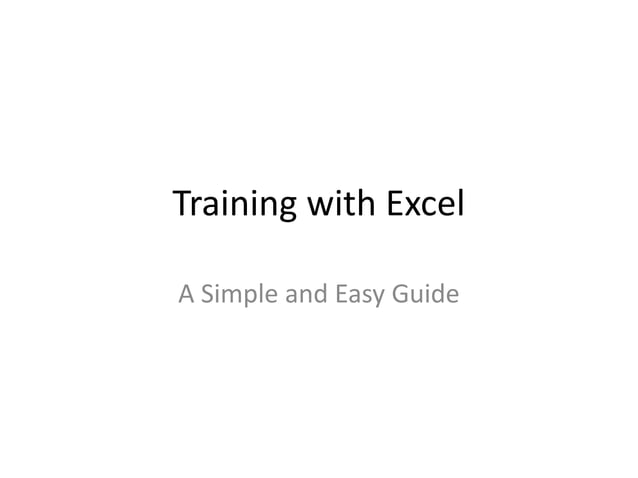 Simple ExcelTraining Presentation On tools | PPTX