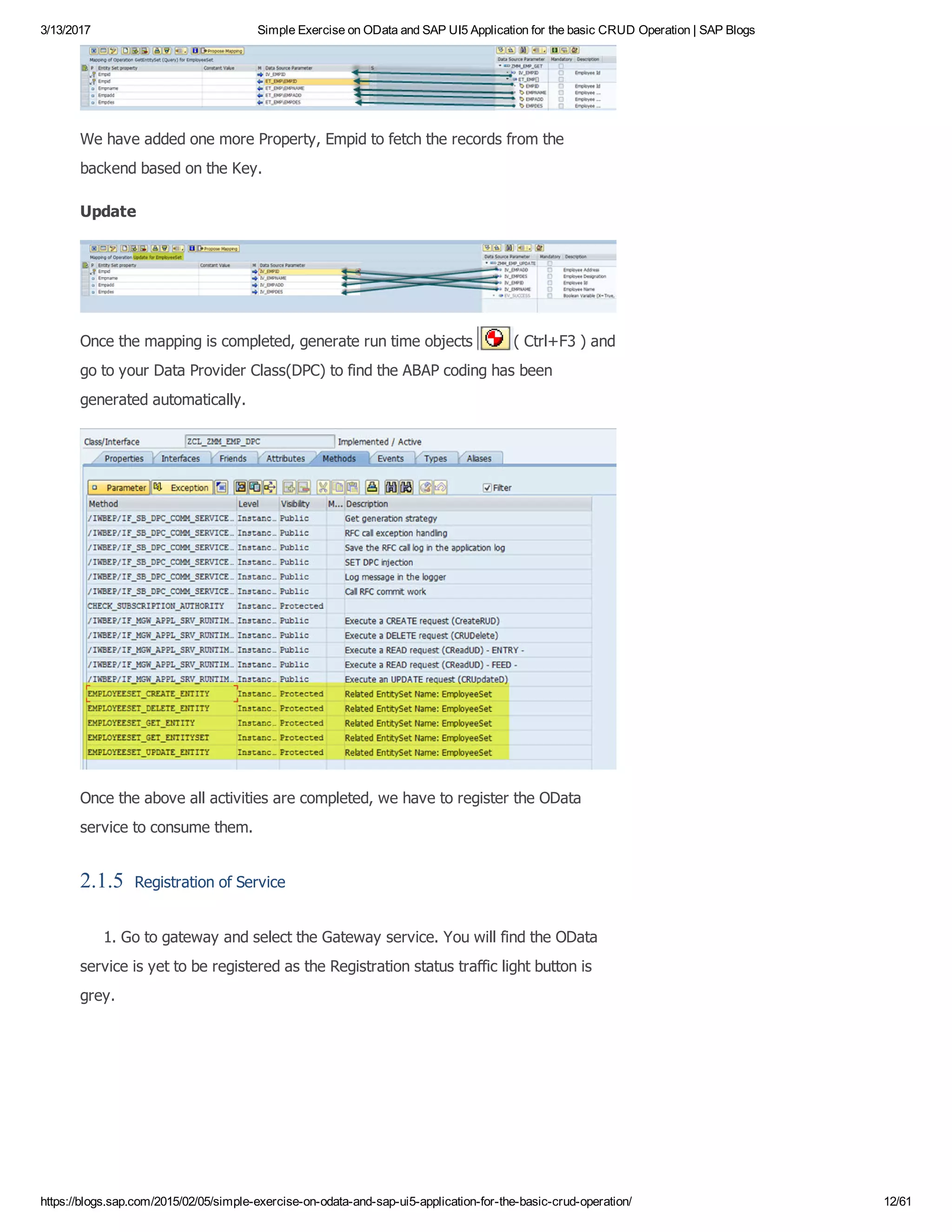 Simple exercise on o data and sap ui5 application for the basic crud operation sap blogs | PDF
