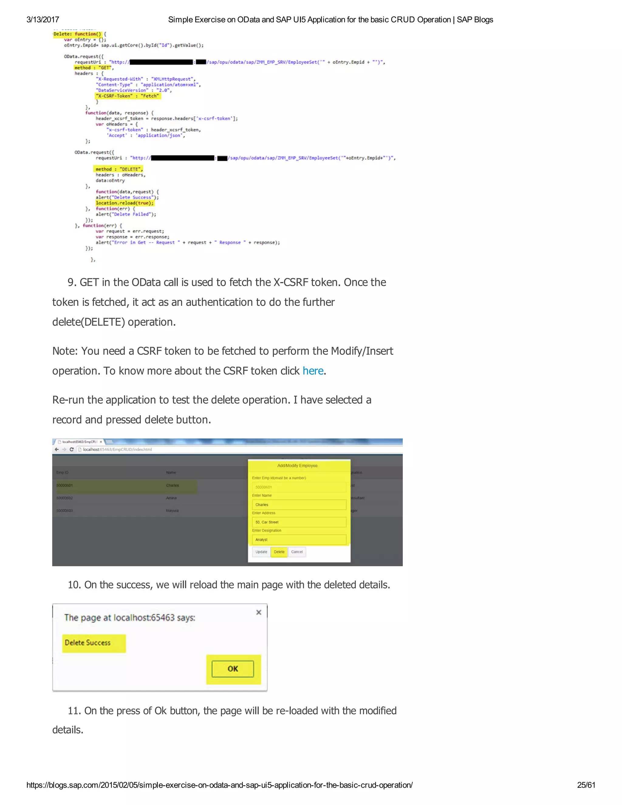 Simple Exercise On O Data And Sap Ui5 Application For The Basic Crud
