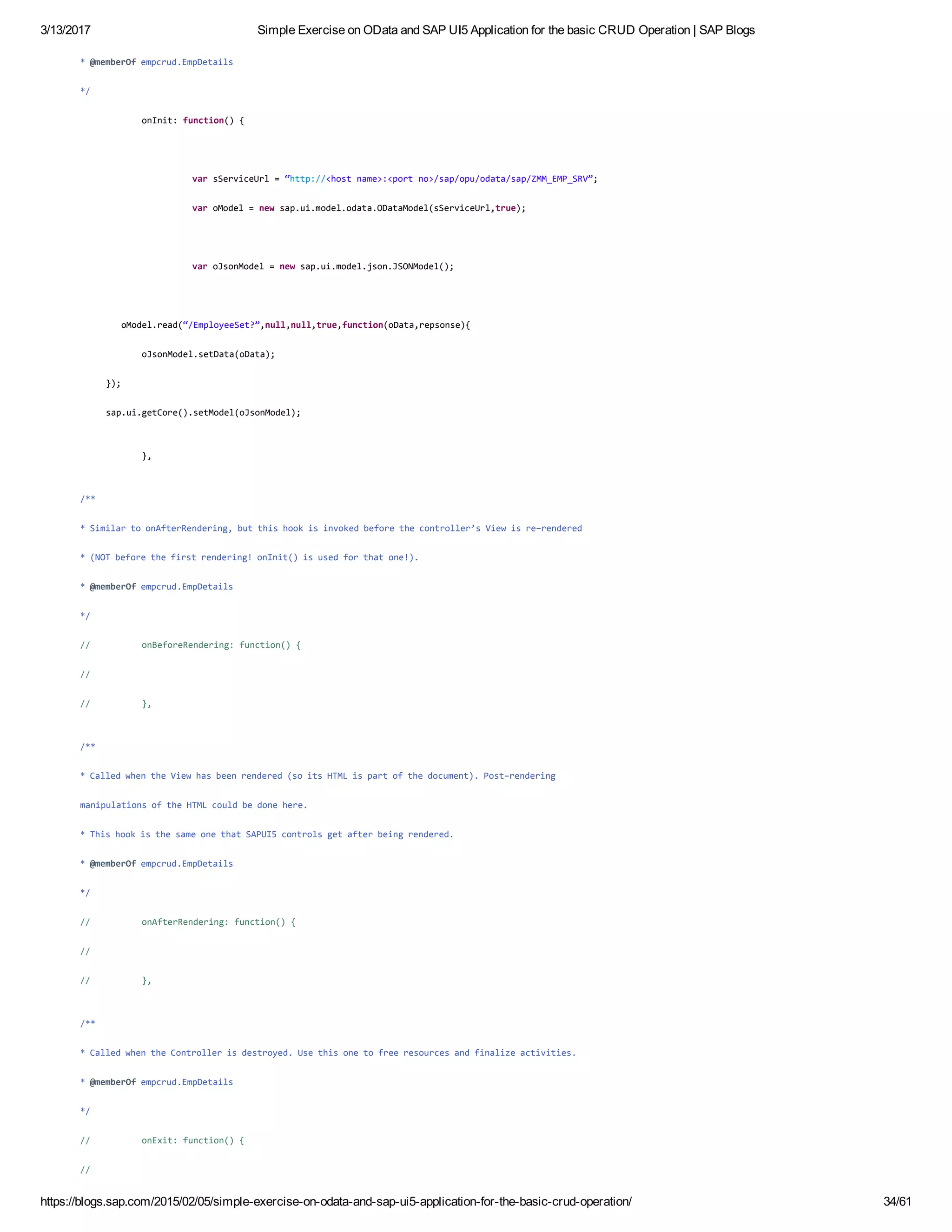 Simple Exercise On O Data And Sap Ui5 Application For The Basic Crud
