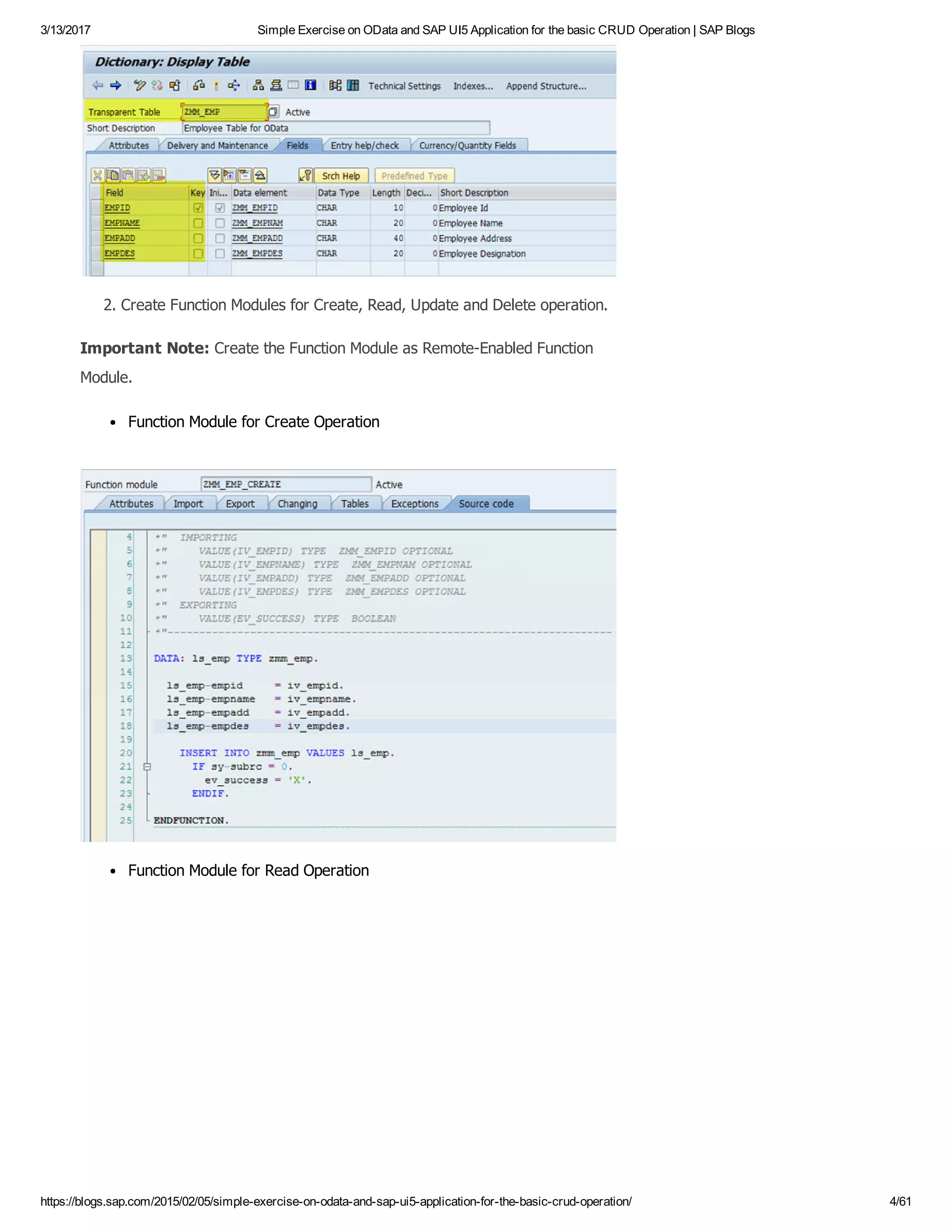 Simple exercise on o data and sap ui5 application for the basic crud operation sap blogs | PDF